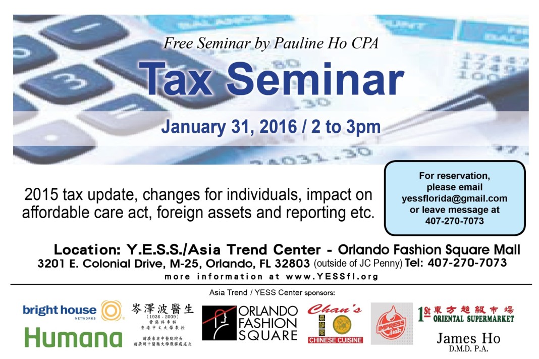 Tax Seminar - Free Seminar by Pauline Ho CPA - Asia Trend